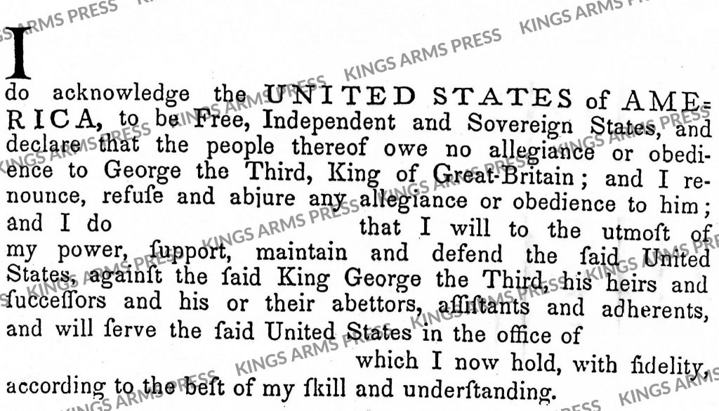 American Loyalty Oath - Kings Arms Press