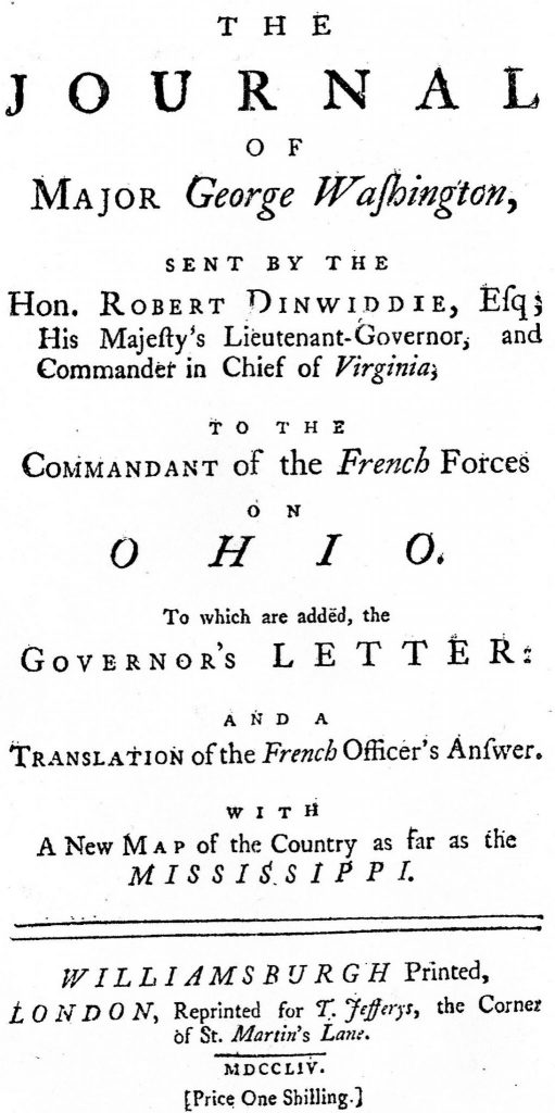 The Journal of Major George Washington, London, 1754 - Kings Arms Press